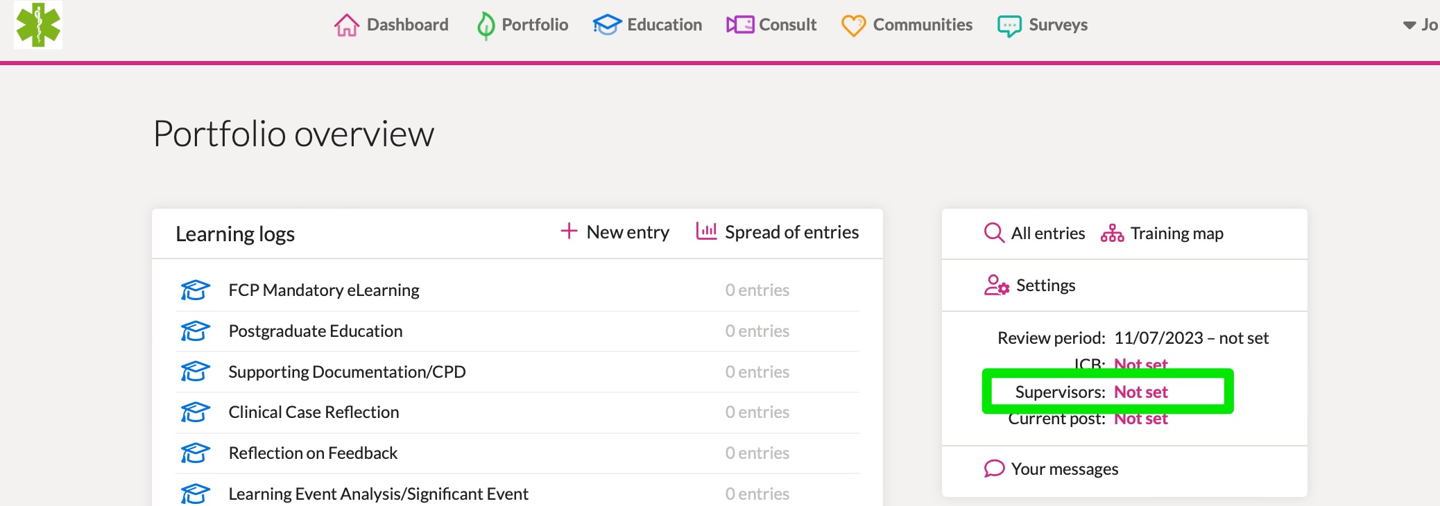 How do I link to my Supervisor on the Paramedic Portfolio ...